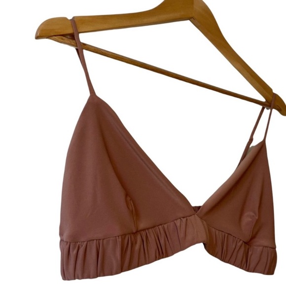 Zara | Tops | Zara Camel Soft Knit Bra Top Ruched Band Adjustable ...